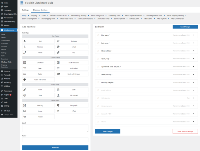 Flexible Checkout Fields Woocommerce Checkout Field Editor