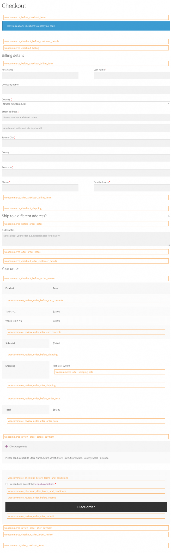 WooCommerce Checkout Hooks - Visual Guide & Reference