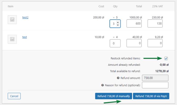 How to make a full and partial refund in WooCommerce?