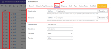 WooCommerce bulk price update programmatically & with a plugin